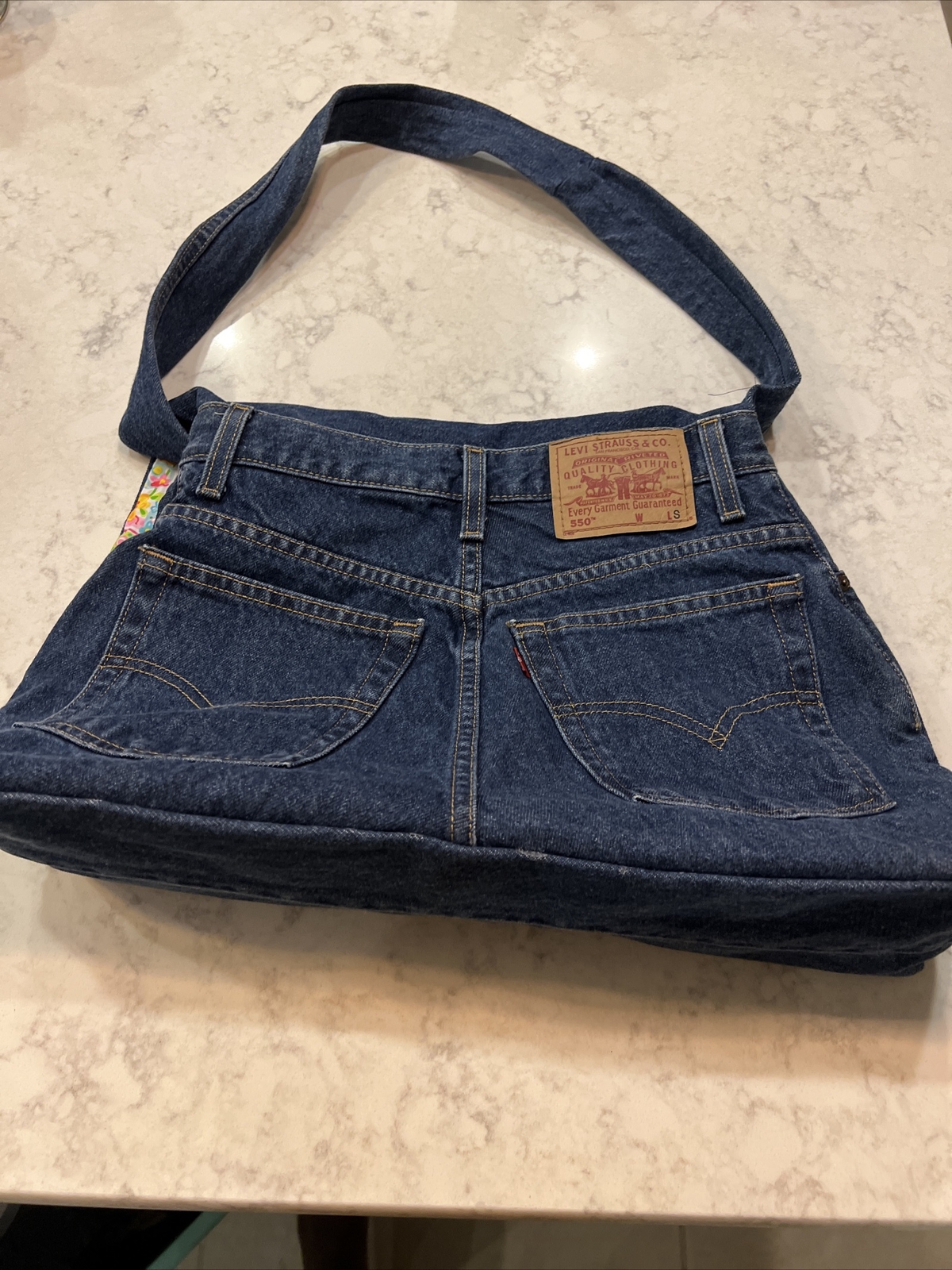 LEVIs Strauss 550 purse bag denim tote shopping vtg red tag blue ...