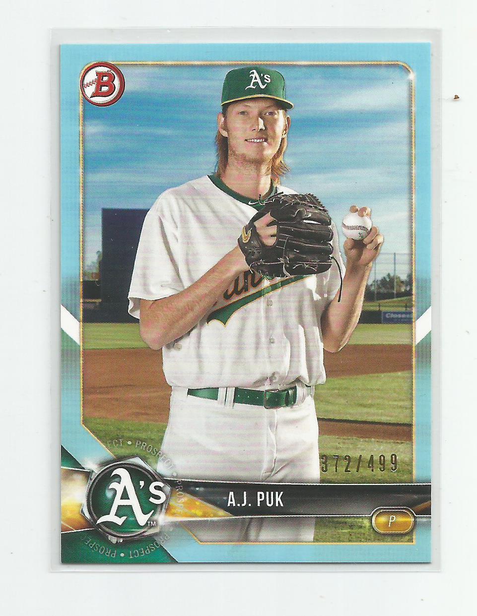 2018 Bowman A.J. PUK Sky Blue 372/499 | eBay