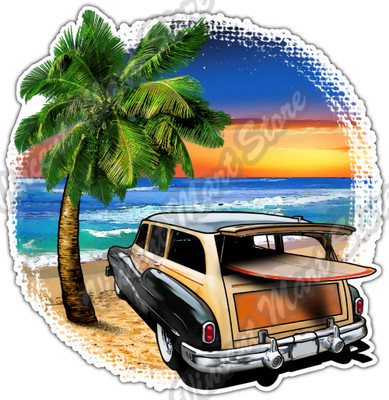Surf Surfing Paradise Island Windsurfing Car Bumper Vinyl Sticker Decal ...