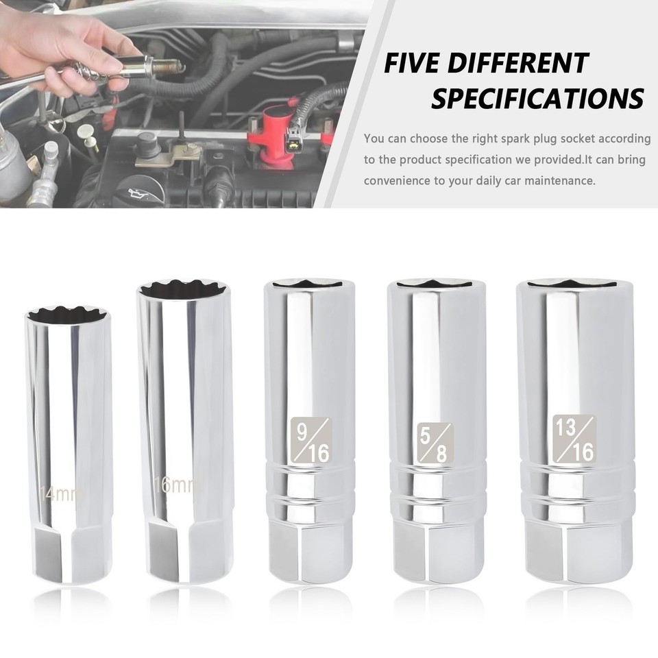 5PCS Magnetic Spark Plug Socket Set,Include Thin Wall 12 Point Socket ...