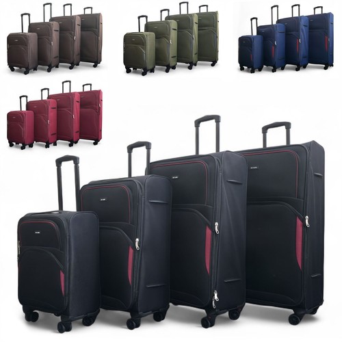 Expandable Soft Shell Suitcase 8 Wheel Luggage Set Light Carry On Cabin ...