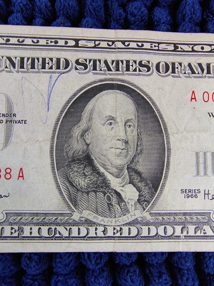 Series of 1966 - $100 Dollar US Note - Red Seal - Granahan-Fowler - Fr ...
