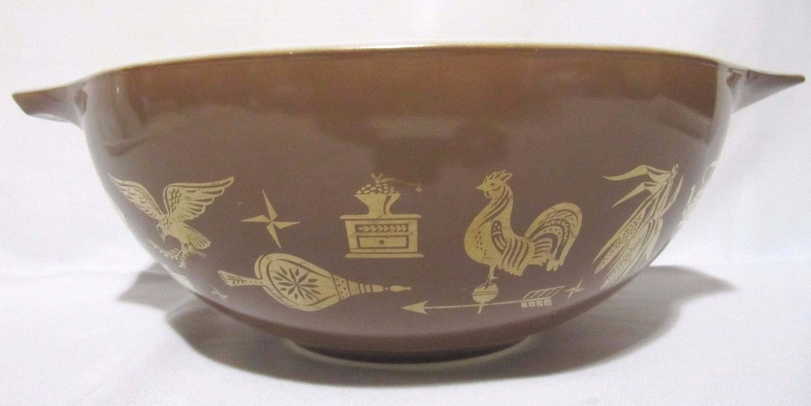 VTG PYREX EARLY AMERICAN CINDERELLA 444 PATTERN 4 QT BROWN GOLD MIXING ...