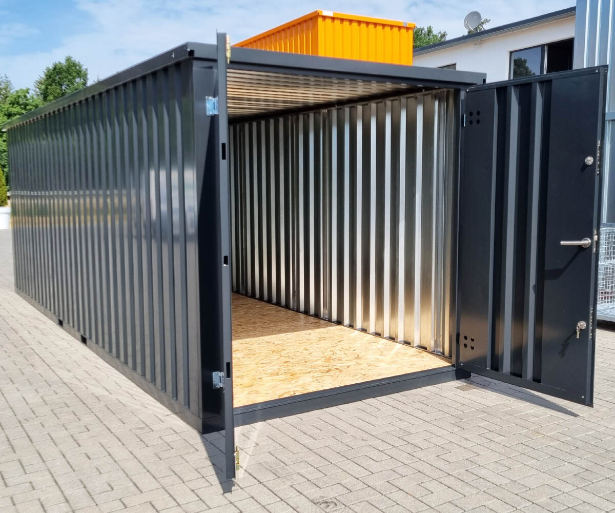 Gartencontainer Werkzeuglager Materialcontainer Containerlager 6m RAL7021 Lager | eBay