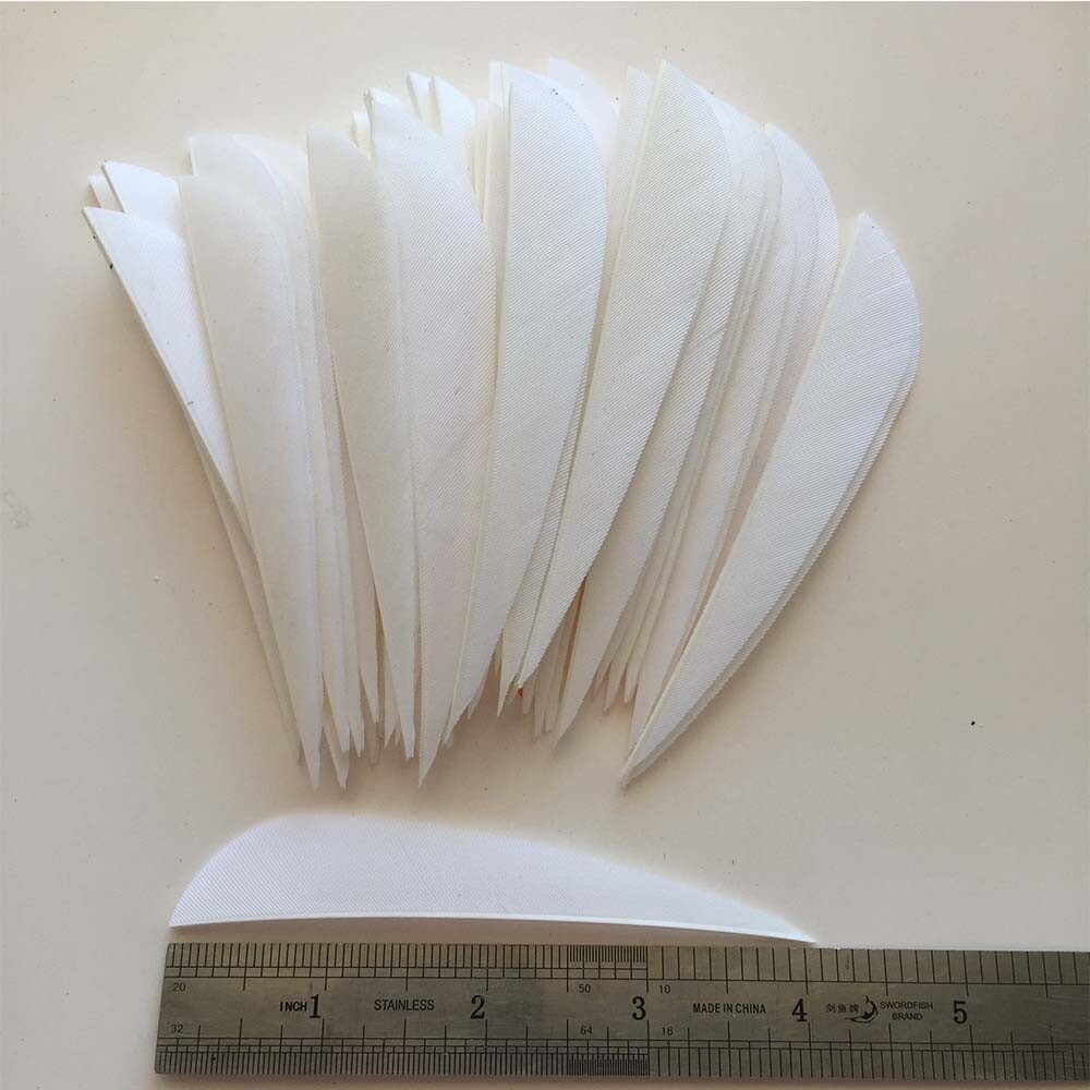 50PCS 4 inch White Parabolic Vanes Fletches Fletching Feathers RW LW | eBay
