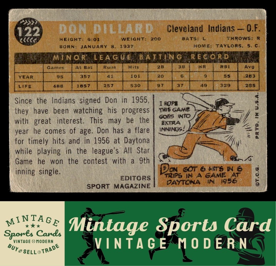1960 Topps - Don Dillard - #122 Cleveland Indians | eBay