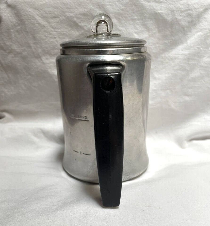 VINTAGE RARE MIRRO ALUMINUM 2 CUP COFFEE POT COMPLETE GLASS PERCULATOR ...