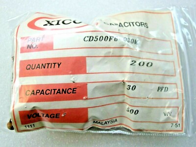 30 pf 500 Volt Disc Ceramic Capacitor (CD500F6-030M)(QTY 25 EA)E55 | eBay