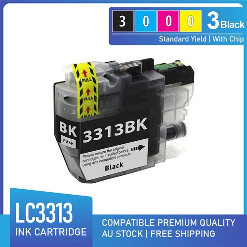 3x Black Only Ink Cartridges for Brother LC-3313 MFC-J491DW J890DW DCP ...
