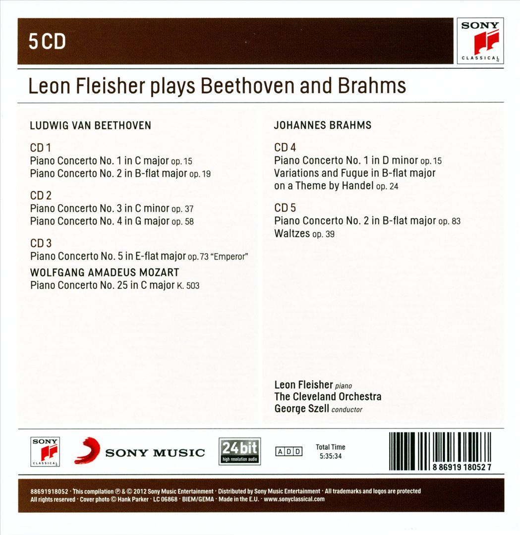 LEON FLEISHER LEON FLEISHER PLAYS BEETHOVEN & BRAHMS NEW CD | eBay