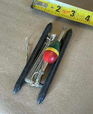 Vintage Wooden Fishing Float Bobber & Antique Fishing Hand Reel WInder ...