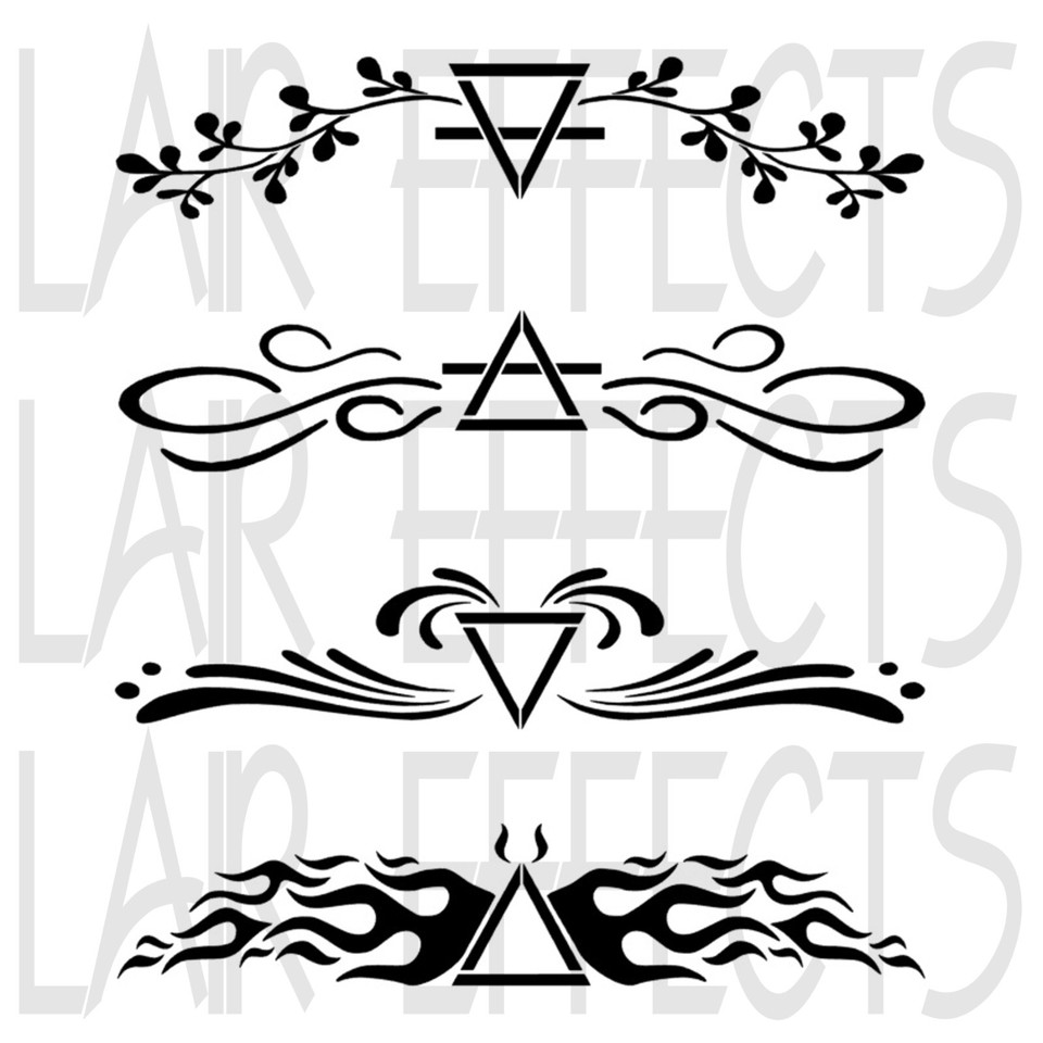 Set of 4-Four Elements Border/Design STENCILS Earth/Air/Water/Fire ...