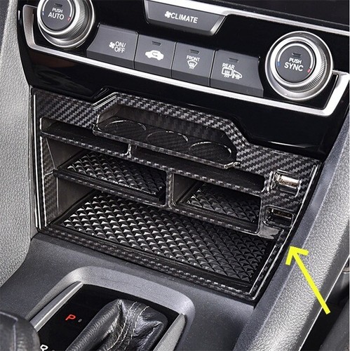 Carbon Fiber Car Interior Console Storage Box with USB For Honda Civic ...