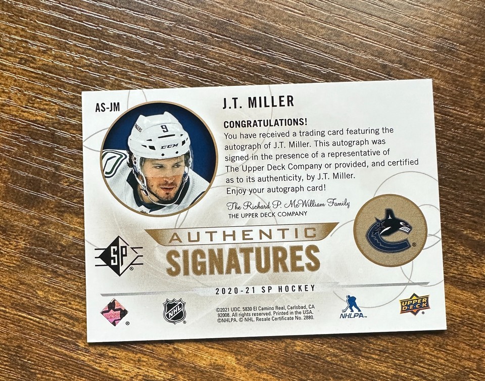 2020-21 SP Authentic Signatures #ASJM J.T. Miller #X15579 | eBay