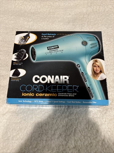 Conair Cord Keeper 1875W Hair Dryer Ocean Blue, Tested/Works, Hot/Cold ...