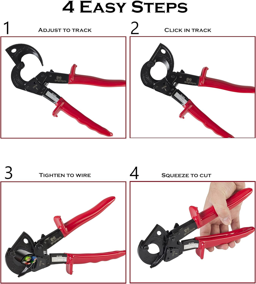 Ratcheting Cable Cutter - Heavy Duty Copper and Aluminum Wire Ratchet ...