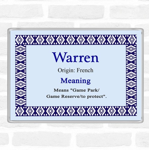 Warren Name Meaning Jumbo Fridge Magnet Blue | eBay