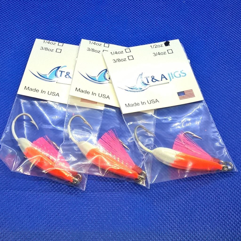 3 Pack Pompano Jigs w/ Teaser 1oz Color Choice T&A JIGS Mackerel ...