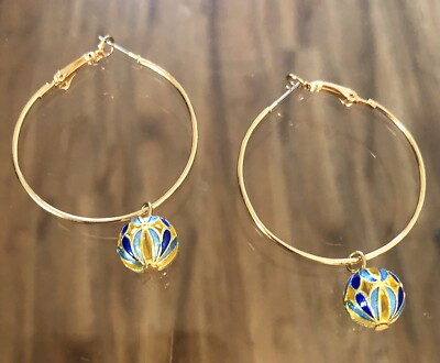 Enamel Bead Charmed Hoops/Earrings New | eBay