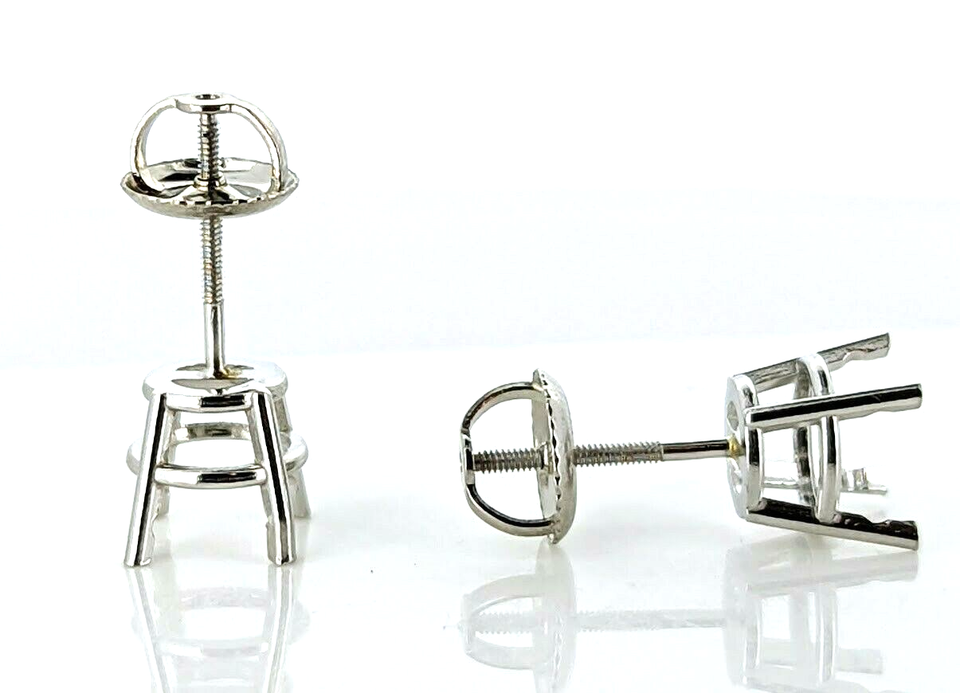 6.5mm 14K Gold Pre-Notched Stud Earring Settings Screw Backs Pair | eBay