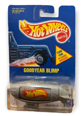 1991 Hot Wheels Blue/White Card Collector #194 GOODYEAR BLIMP Gray w ...