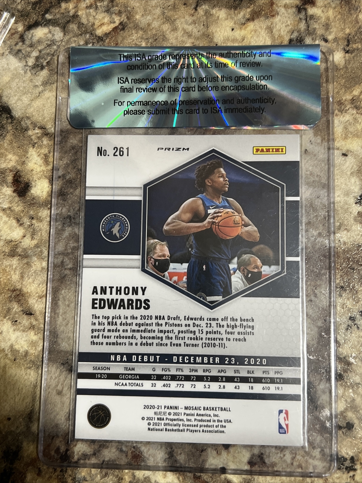 2020-21 Anthony Edwards Mosaic Cereal Box Reactive Rookie ISA Raw Card ...