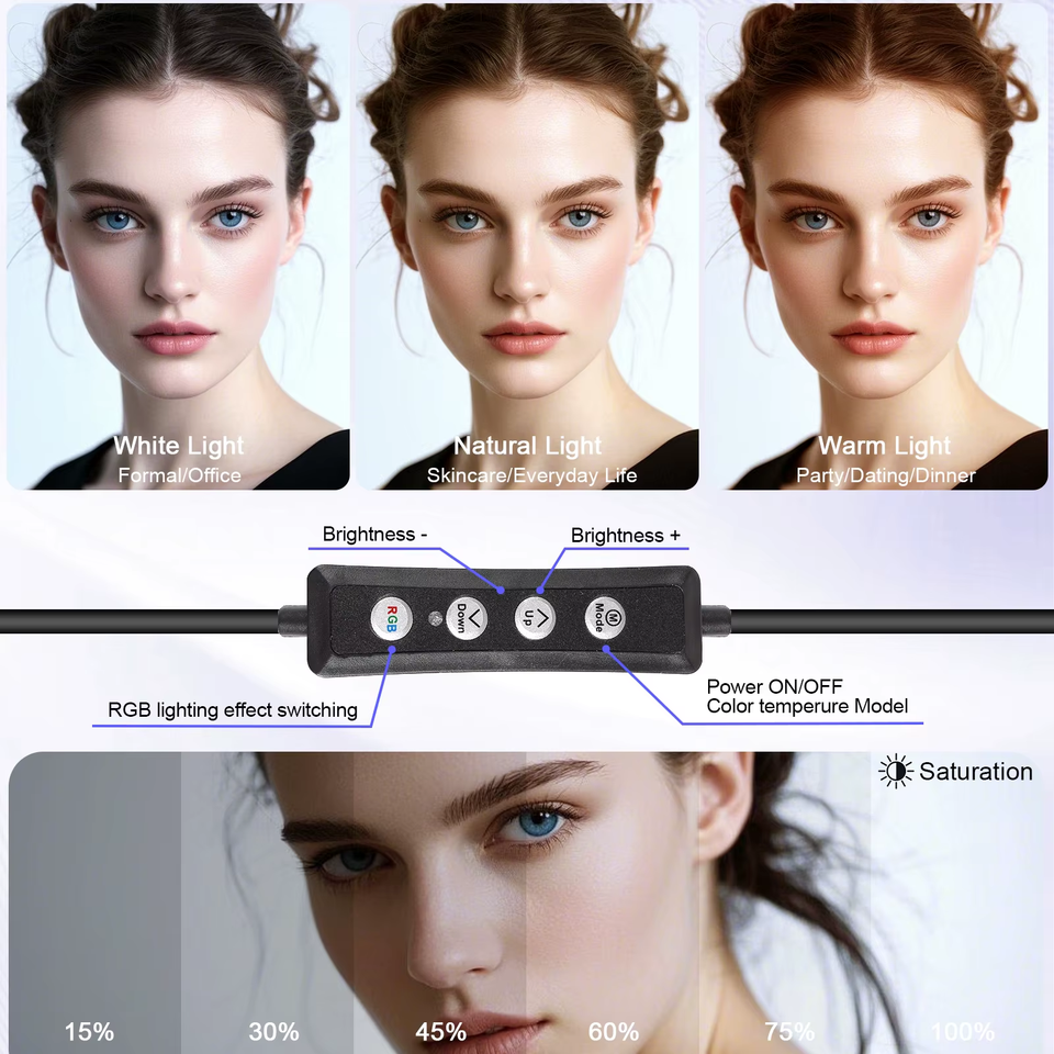 12" RGB Ring Light with Handle & 160Cm Tripod – 360° Rotatable Phone ...