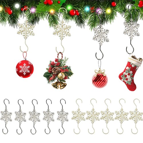 Christmas Ornament Hooks, Snowflake S-Shaped Light Hooks, Holiday DIY ...