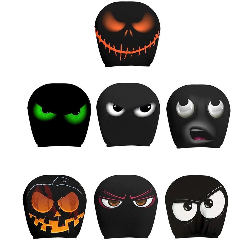 Funny Cartoon Car Headrest Cover, Cute Funny Cartoon Eyes Car Headrest ...