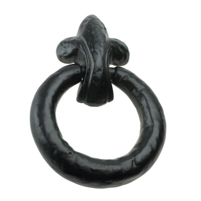 Black Antique Tudor Fleur De Lys Ornate Ring Door Knocker with Fixings ...