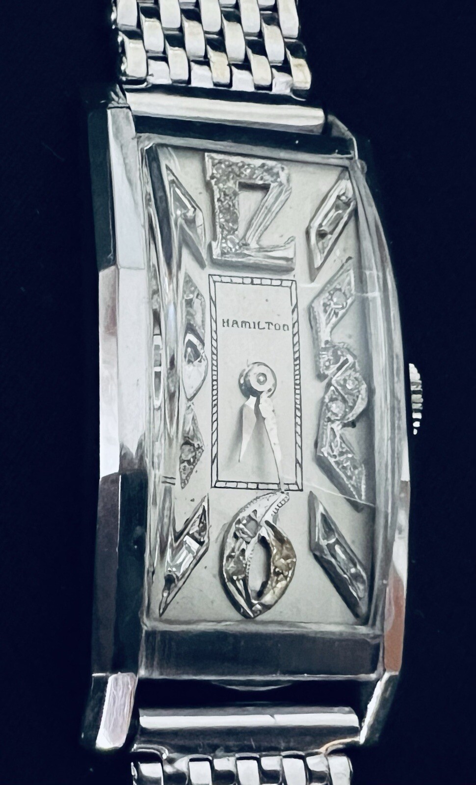 SERVICED HAMILTON 1941 * SOLID PLATINUM * ... DIAMOND DIAL /14k WHITE ...