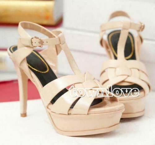 7 Colors Womens High Heel Peep Toe T-strap Platform Cut Out OL Sweet ...