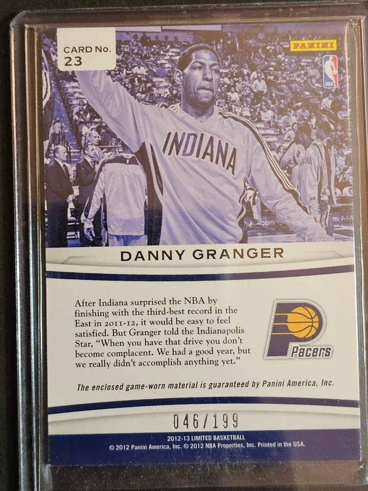 2012-13 Panini Limited Center Stage Danny Granger #23 NM Jersey 46/199 ...