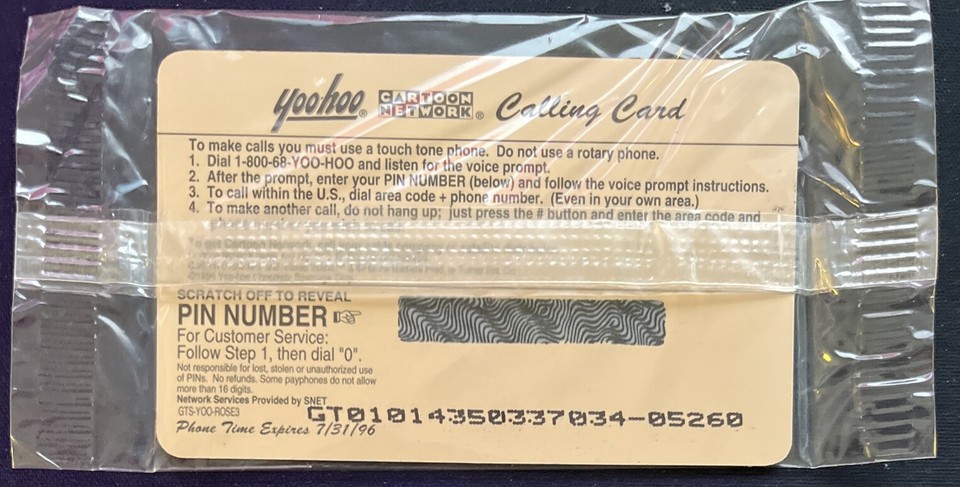 Yoo-Hoo & Cartoon Network 10 Minutes Long Distance Calling Card - Rosie ...