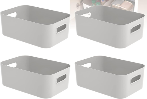 5 Pcs Plastic Storage Baskets with Sturdy Handles Lightweight & Durable ...
