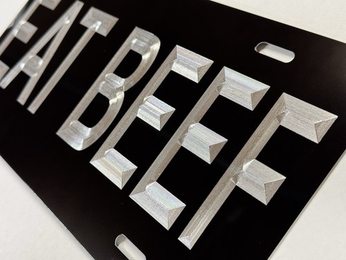 🔥REFLECTIVE🔥 Diamond Etched Engraved Eat Beef Car Tag Front License ...