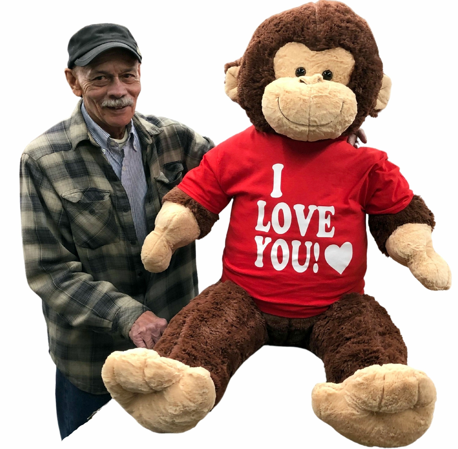 Giant Stuffed Monkey I Love You - Large 4-Foot -Soft Jumbo Plush Animal ...