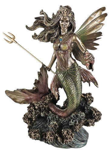9" Greek Mythology Amphitrite Mermaid Goddess of the Sea Statue Bronze ...
