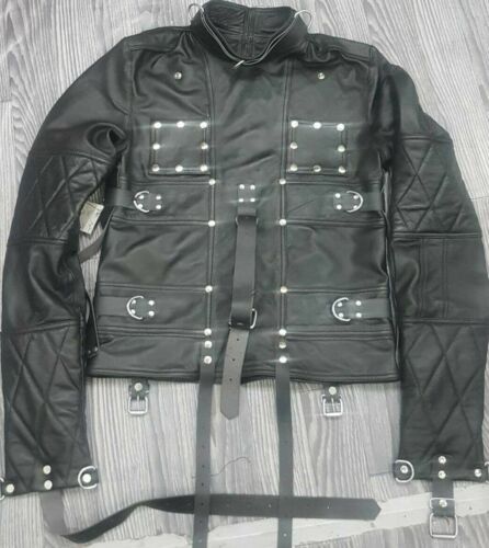 Mens Real Leather Heavy Duty Straight Jacket Cowhide Heavy Duty ...