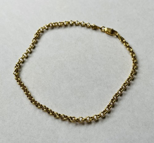 Vintage Italian 9ct Solid Yellow Gold Thin Box Chain Bracelet 19cm Long ...