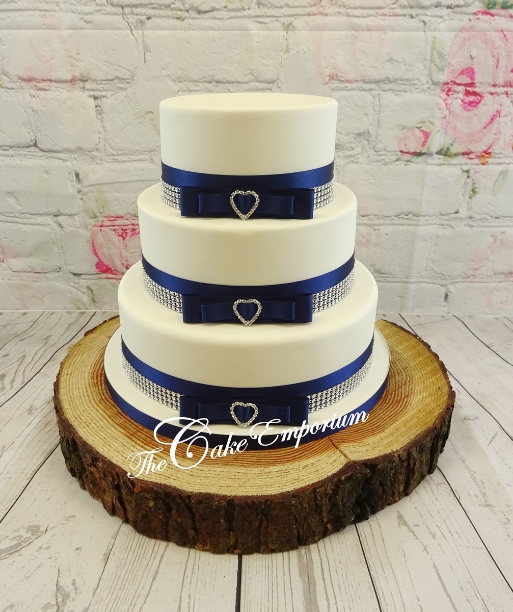 Navy Blue And White Cake WEDDING CAKE NAVY BLUE DIAMANTE TOPPERS MR