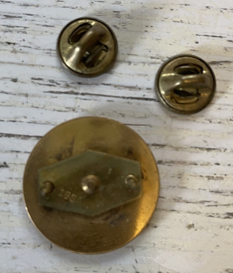 U.S. Military Army Round Brass Pin No Pat Threaded Double Back | eBay