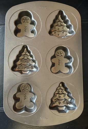 Wilton Gingerbread Men & Christmas Trees Non-Stick Mini Cake Pan Mold ...