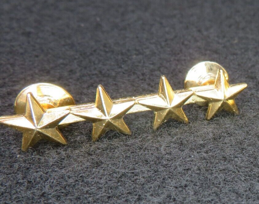 One 4 Star Rank Gold Shirt Collar General Sheriff Police Fire Chief Pin ...