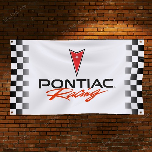 Pontiac Flag Checkered Banner 3x5Ft Racing Car Trans am Mane Cave Wall ...