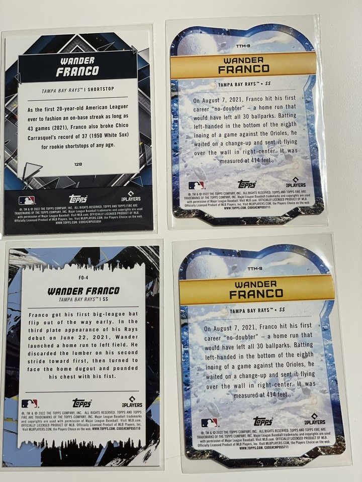 2022 Topps FIRE Wander Franco RC, To The Moon (X2), Flippin Out + Base ...