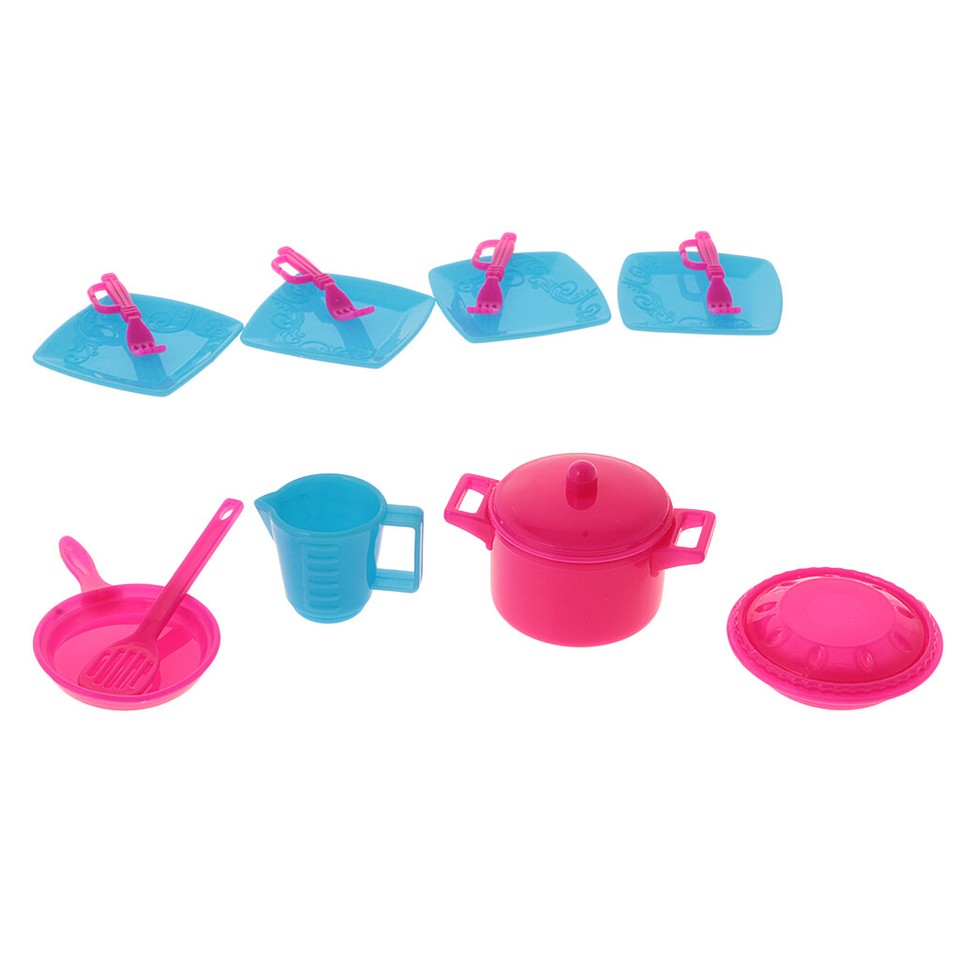 18Pcs Doll Kitchen Mini Tableware Miniatures Set Pot Pan Cup Dish Decor ...