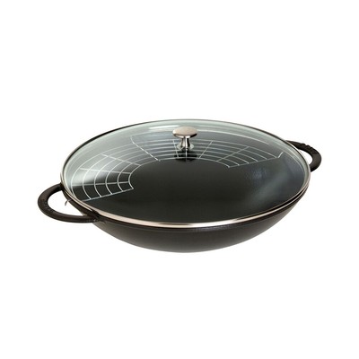 Staub 32cm/5.7L Stainless Steel Wok Kitchen Cooking/Frying Pan w/ Glass ...