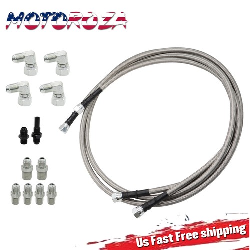 SS Braided Transmission Cool Hoses Lines Kit For Chevy Ford TH350 700R4 ...