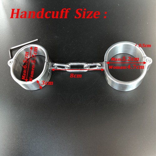 Stainless Steel Heavy Duty Handcuffs SM Bondage Locking Wrist Shackle ...